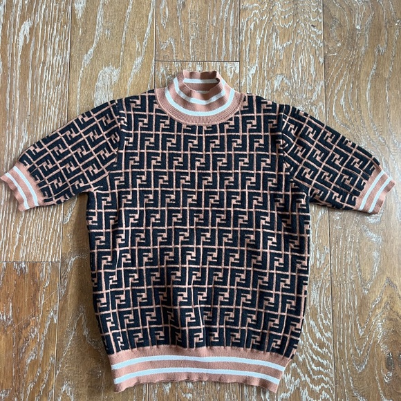 Fendi | Sweaters | Fendi Logo Short Sleeve Sweater | Poshmark